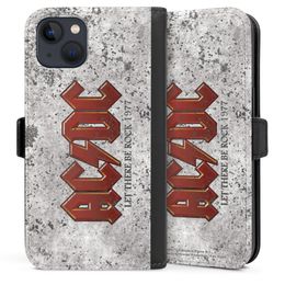 DeinDesign iPhone 13 Handy Klapph&uuml;lle Handyh&uuml;lle aus Kunst Leder schwarz Flip Case Logo Acdc Merchandise Sideflip mit Lasche