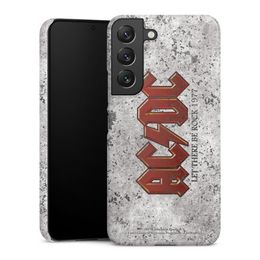 DeinDesign Galaxy S22 Handy Premium Case Smartphone Handyh&uuml;lle Schutzh&uuml;lle gl&auml;nzend Logo Acdc Merchandise Premium Case