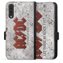 DeinDesign Galaxy A50 Handy Klapph&uuml;lle Handyh&uuml;lle aus Kunst Leder schwarz Flip Case Merchandise Acdc Logo Sideflip mit Lasche