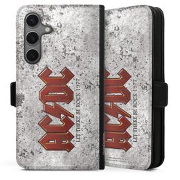 DeinDesign Galaxy S25 Handy Klapph&uuml;lle Handyh&uuml;lle aus Kunst Leder schwarz Flip Case Merchandise Acdc Logo Sideflip mit Lasche
