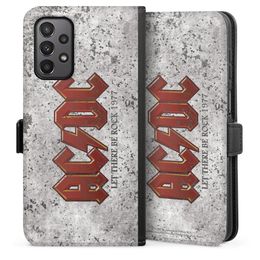 DeinDesign Galaxy A23 5G Handy Klapph&uuml;lle Handyh&uuml;lle aus Kunst Leder schwarz Flip Case Merchandise Acdc Logo Sideflip mit Lasche