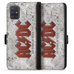 DeinDesign Galaxy A51 Handy Klapph&uuml;lle Handyh&uuml;lle aus Kunst Leder schwarz Flip Case Logo Acdc Merchandise Sideflip mit Lasche
