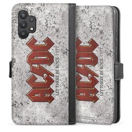 DeinDesign Galaxy A32 4G Handy Klapph&uuml;lle Handyh&uuml;lle aus Kunst Leder schwarz Flip Case Merchandise Acdc Logo Sideflip mit Lasche