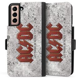 DeinDesign Galaxy S21 5G Handy Klapph&uuml;lle Handyh&uuml;lle aus Kunst Leder schwarz Flip Case Merchandise Acdc Logo Sideflip mit Lasche