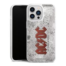 DeinDesign iPhone 13 Pro Handy Silikon H&uuml;lle Case wei&szlig; Handyh&uuml;lle Logo Acdc Merchandise Silikon Case