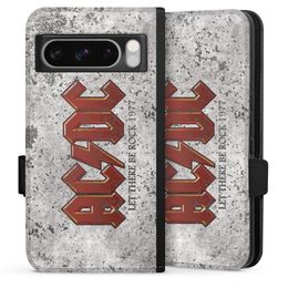 DeinDesign Google Pixel 8 Pro Handy Klapph&uuml;lle Handyh&uuml;lle aus Kunst Leder schwarz Flip Case Merchandise Acdc Logo Sideflip mit Lasche