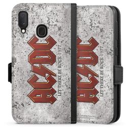 DeinDesign Galaxy A20e Handy Klapph&uuml;lle Handyh&uuml;lle aus Kunst Leder schwarz Flip Case Merchandise Acdc Logo Sideflip mit Lasche