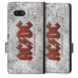 DeinDesign Google Pixel 7a Handy Klapph&uuml;lle Handyh&uuml;lle aus Kunst Leder schwarz Flip Case Merchandise Acdc Logo Sideflip mit Lasche