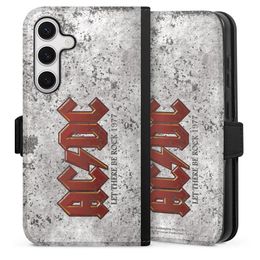 DeinDesign Galaxy S24 Handy Klapph&uuml;lle Handyh&uuml;lle aus Kunst Leder schwarz Flip Case Logo Acdc Merchandise Sideflip mit Lasche