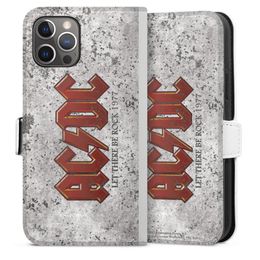 DeinDesign iPhone 12 Pro Handy Klapph&uuml;lle Handyh&uuml;lle aus Kunst Leder wei&szlig; Flip Case Logo Acdc Merchandise Sideflip mit Lasche