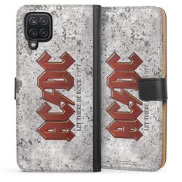 DeinDesign Galaxy A12 Handy Klapph&uuml;lle Handyh&uuml;lle aus Kunst Leder schwarz Flip Case Merchandise Acdc Logo Sideflip mit langer Lasche