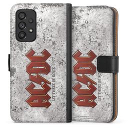 DeinDesign Galaxy A53 5G Handy Klapph&uuml;lle Handyh&uuml;lle aus Kunst Leder schwarz Flip Case Merchandise Acdc Logo Sideflip mit langer Lasche