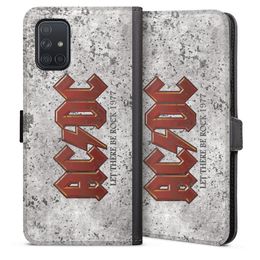 DeinDesign Galaxy A71 Handy Klapph&uuml;lle Handyh&uuml;lle aus Kunst Leder schwarz Flip Case Merchandise Acdc Logo Sideflip mit Lasche
