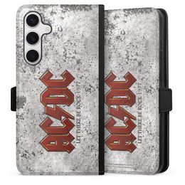 DeinDesign Galaxy S24+ Handy Klapph&uuml;lle Handyh&uuml;lle aus Kunst Leder schwarz Flip Case Merchandise Acdc Logo Sideflip mit Lasche