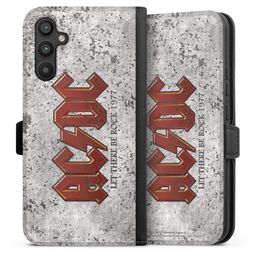 DeinDesign Galaxy A34 5G Handy Klapph&uuml;lle Handyh&uuml;lle aus Kunst Leder schwarz Flip Case Logo Acdc Merchandise Sideflip mit Lasche