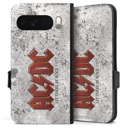 DeinDesign Google Pixel 10 Pro XL Handy Klapph&uuml;lle Handyh&uuml;lle aus Kunst Leder schwarz Flip Case Merchandise Acdc Logo Sideflip mit Lasche