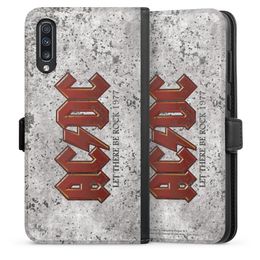 DeinDesign Galaxy A70 Handy Klapph&uuml;lle Handyh&uuml;lle aus Kunst Leder schwarz Flip Case Merchandise Acdc Logo Sideflip mit Lasche