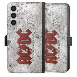DeinDesign Galaxy S23+ Handy Klapph&uuml;lle Handyh&uuml;lle aus Kunst Leder schwarz Flip Case Merchandise Acdc Logo Sideflip mit Lasche