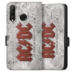 DeinDesign Huawei P30 Lite Handy Klapph&uuml;lle Handyh&uuml;lle aus Kunst Leder schwarz Flip Case Merchandise Acdc Logo Sideflip mit Lasche