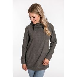 Kapuzensweatshirt DEPROC Active "SWEAT ALBERTA WOMEN", Gr. 36 (S), grau (anthrazit), 100% Polyester, bequem, angesetztes B&uuml;ndchen, Sweatshirts Sportbekleidung Zip-Hoodie Outdoorbekleidung Sweatshirt Sweatjacke Hoodie, aus funktionalem Piqu&eacute;-Fleece