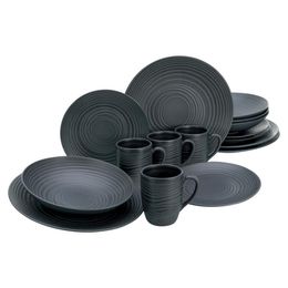 Creatable Kombiservice, Schwarz, Keramik, 16-teilig, 300 ml, Essen & Trinken, Geschirr, Geschirr-Sets, Kombiservice