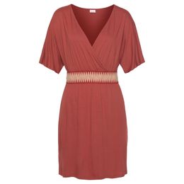 Lascana Kleid Damen Gr&ouml;&szlig;e 44 beige / rot Sommerkleid
