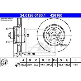 ATE Bremsensatz-Vorn und hinten SG00000DET Bremsensatz, Scheibenbremse vorne rechts links bel&uuml;ftet 320mm f&uuml;r TOYOTA 04466-05040 04466-05041 04465-0530