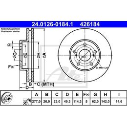 ATE Bremsen-Set VA + HA SIZW2NALC0 Bremsensatz, Scheibenbremse vorne hinten rechts links bel&uuml;ftet 277mm f&uuml;r LEXUS TOYOTA SUBARU 42431-12280 04465-1261