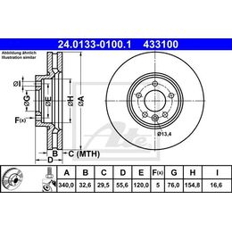 ATE Bremsensatz-Vorn und hinten SG00000DB8 Universal vorne rechts links bel&uuml;ftet 340mm f&uuml;r VAG JZW698451L 7E0615601D 7E0698151