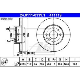 ATE Bremsensatz-Vorn und hinten SG00000DIV Bremsensatz, Scheibenbremse vorne rechts links bel&uuml;ftet 257mm f&uuml;r PEUGEOT FIAT CITRO&Euml;N FORD 4249E5 46401356