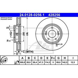 ATE Bremsensatz-Vorn und hinten SG00000DYQ Bremsensatz, Scheibenbremse vorne rechts links bel&uuml;ftet 300mm f&uuml;r HYUNDAI KIA 58101-2SA50 58101-D7A50 58101