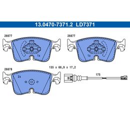 ATE Bremsbelagsatz, Scheibenbremse 13.0470-7371.2 vorne rechts links f&uuml;r SKODA SEAT CUPRA VAG 5WA698151T 5WA698151N 5WA698151G