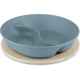 Teller Koziol "CONNECT SEPAREE", blau (nature flower blau), B:25cm H:5,8cm L:25cm &Oslash;:25cm, Kunststoff, Speiseteller, Made in Germany. Biozirkul&auml;rer Kunststoff, 1,5 L
