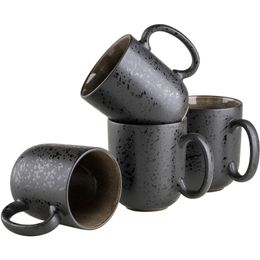 M&auml;ser Becher M&Auml;SER "NIARA, Kaffeebecher-Set, Steinzeug", schwarz, grau, B:13,3cm H:10,8cm &Oslash;:9,3cm, Steinzeug, Trinkgef&auml;&szlig;e, Becher