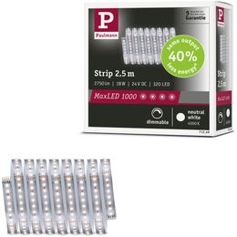 Paulmann LED-Streifen "MaxLED 1000 LED Strip Neutralwei&szlig; Einzelstripe", silber (silberfarben), Dioden 320 Stk., Gesamtl&auml;nge 2,5m, Lichterketten, LED-Streifen