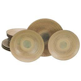 Teller-Set Creatable "Neapel, Service 12-tlg.", sand, 12, Steinzeug, Geschirr-Sets, Teller Set, Edles Tellerset, Vulkanoptik