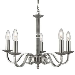 Searchlight Kronleuchter "Richmond 5Lt Pendant", silber (satin, silber), 5, &Oslash; 52cm H: 38cm, 1 Stk., Leuchten, Kronleuchter