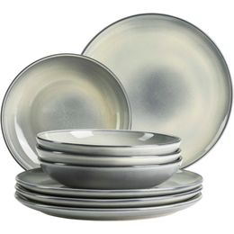 M&auml;ser Tafelservice M&Auml;SER "LIVIO, aus Steinzeug", gr&uuml;n, 8 Stk., Steinzeug, Geschirr-Sets, Tafelservice, Teller Set, Geschirr-Set, Service