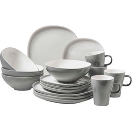 M&auml;ser Kombiservice M&Auml;SER "ISORA, Kombiservice, Keramik", grau (grau, wei&szlig;), 16 Stk., Keramik, Geschirr-Sets, Kombiservice, Geschirr-Set, Service