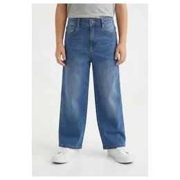 Relax-fit-Jeans s.Oliver JUNIOR, Kinder, Gr. 134, N-Gr, blau (blau used), Denim/Jeans, Obermaterial: 85% Baumwolle, 14% Polyester, 1% Elasthan, relaxed fit lang, Jeans