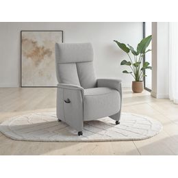 Sit & More TV-Sessel SIT & MORE "Cremona Comfort", silber, B:76cm H:110cm T:84cm, 98% Polyester, 2% Polyamid, Sessel, wahlweise manuell oder elektrischer Funktion mit Akku