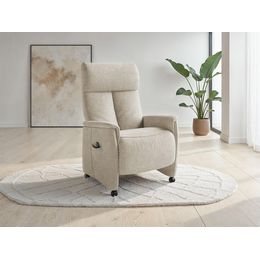 Sit & More TV-Sessel SIT & MORE "Cremona Comfort", silber, B:76cm H:114cm T:84cm, 100% Polyester, Sessel, wahlweise manuell oder elektrischer Funktion mit Akku
