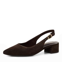 Slingpumps Tamaris, Damen, Gr. 40, mocca, Veloursleder, Schuhe Slingpumps, Blockabsatz, Abendschuh, Sommerschuh mit verstellbarem Riemchen