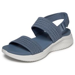 Sandale Skechers "ULTRA FLEX 3.0 SANDAL", Damen, Gr. 35, graublau, Textil, Strukturmuster, Schuhe Sandale, Sommerschuh, Freizeitschuh mit Klettverschluss