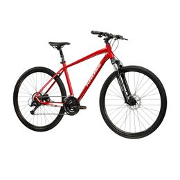 Crossrad KROSS "Herren 28" Evado 4.0 rot 16 G&auml;nge" Gr. 48, rot, schwarz, Fahrr&auml;der, Herren, 48cm, 28 Zoll (71,12cm) hinten: 28 Zoll (71,12cm), KROSS Crossrad Herren 28" Evado 4.0 rot 16 G&auml;nge