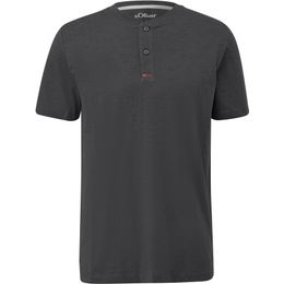 Poloshirt s.Oliver, Herren, Gr. L, anthrazit, Single Jersey, Obermaterial: 100% Baumwolle, gerade h&uuml;ftbedeckend, ohne Ausschnitt, Shirts