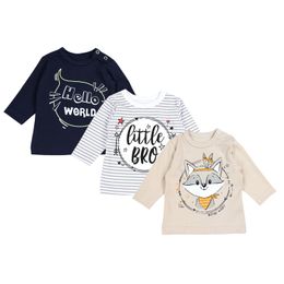 Langarmshirt TUPTAM "Shirt Unisex Baby Langarmshirt mit Spruch Aufdruck 3er Set", M&auml;dchen, Gr. 68, blau (junge 2), Obermaterial: 100% Baumwolle CO., Shirts Langarmshirt
