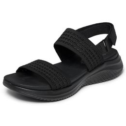 Sandale Skechers "ULTRA FLEX 3.0 SANDAL", Damen, Gr. 35, schwarz unifarben, Textil, Strukturmuster, Schuhe Sandale, Sommerschuh, Freizeitschuh mit Klettverschluss