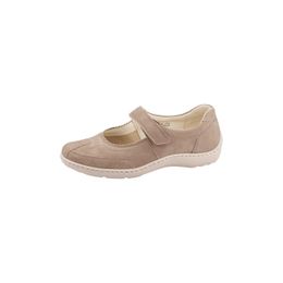 Waldl&auml;ufer Riemchenballerina WALDL&Auml;UFER "HENNI", Damen, Gr. 4 (37), hellbeige, Nubukleder, unifarben, Schuhe Riemchenballerina, Slipper, Bequemschuh, Klettschuh in komfortabler Weite H (=sehr weit)
