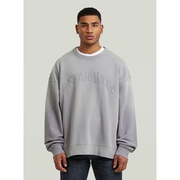 G-Star Raw Longpullover G-STAR "Sunfaded Applique Loose Sweatshirt", Herren, Gr. XL, quicksilber gd, Obermaterial: 100% Baumwolle, Pullover Longpullover